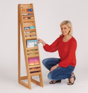 Bamboo Freestanding Literature Dispenser - Signs 4 Schools