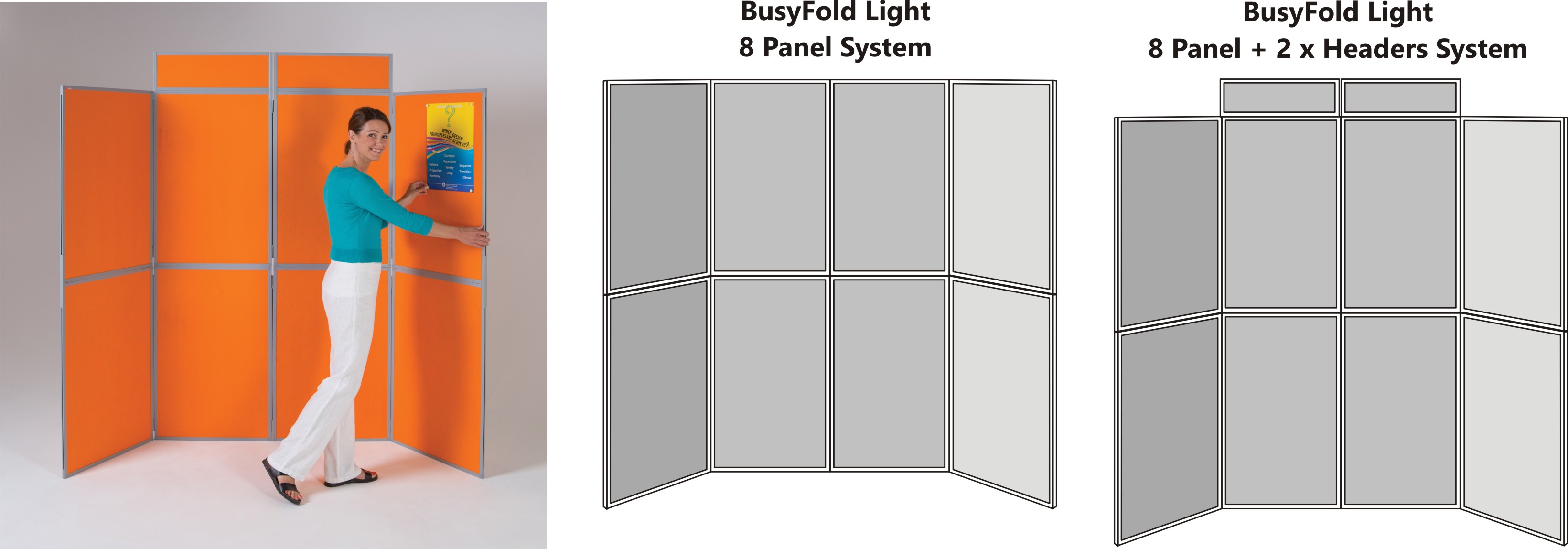 BusyFold Light - 8 Panel Folding Display System - Signs 4 Schools