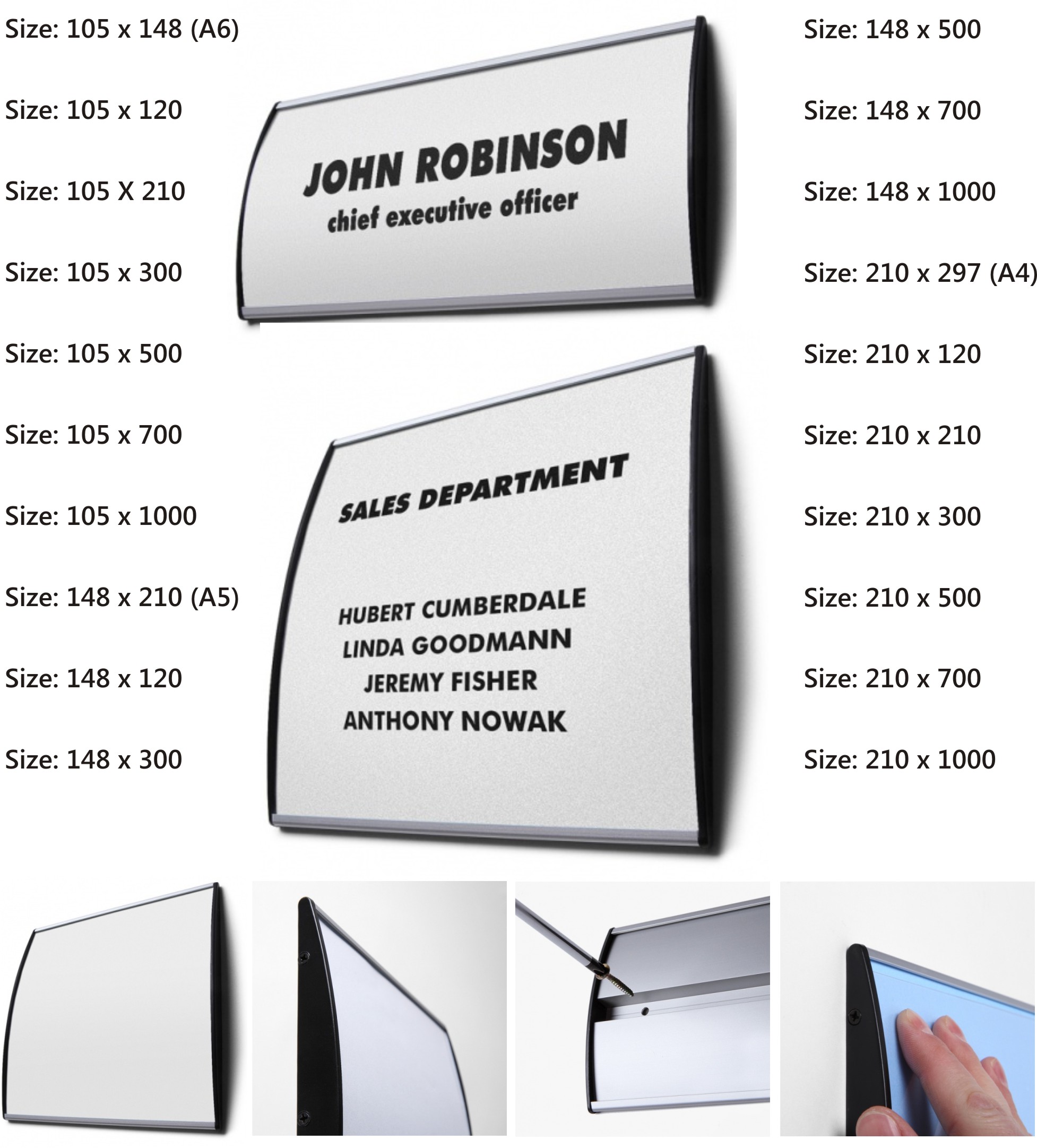 Curved Sign Holder, Door Sign Holder, Wall Sign Holder - Signs 4 Schools