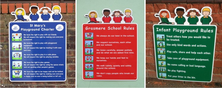Character Wall Mounted ACM Play Area Rules - Signs 4 Schools